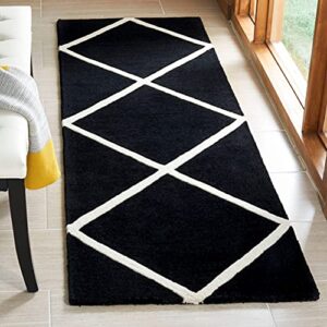 SAFAVIEH Chatham Collection 8' x 10' Black/Ivory CHT720K Handmade Diamond Trellis Premium Wool Area Rug