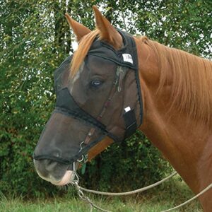 cashel quiet ride horse fly mask with long nose, black, arabian