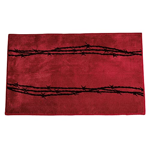 Paseo Road by HiEnd Accents | Barbwire Print Western Cabin Kitchen Mat Rustic Bathroom Rugs, 24x36 inch, Red Lodge Themed Non-Slip Washable Floor Bath Rug