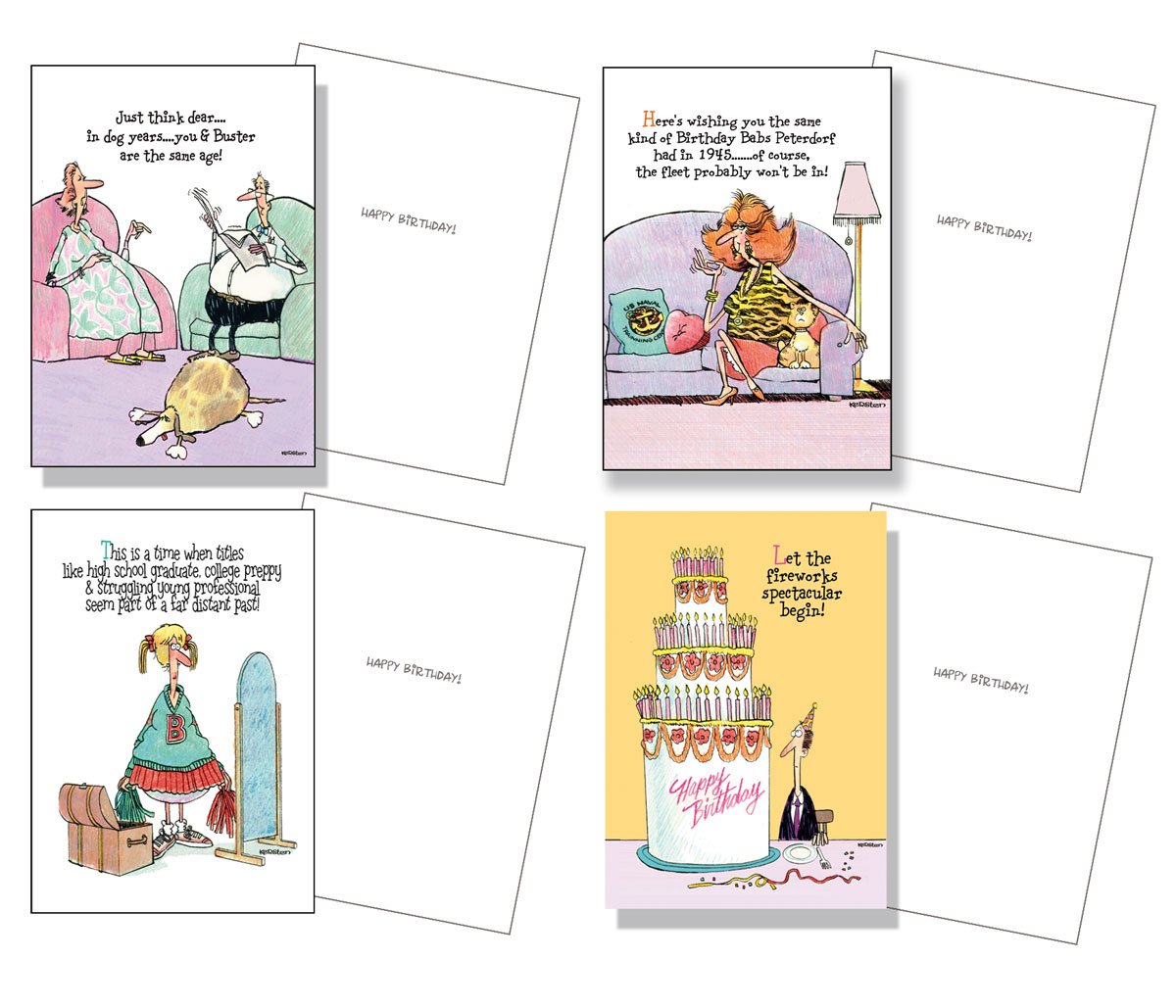 Stonehouse Collection Vareity Set of 12 Funny Birthday Cards - Birthday Card Assortment - USA Made