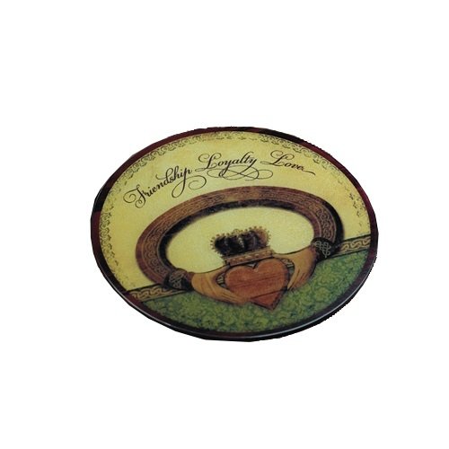 Claddagh Tempered Glass Cutting Board, Irish Birthday and Christmas Gift for Cooks, Round, 11 3/4 Inches, by Abbey Gift