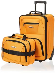 rockland fashion softside upright luggage set,expandable, orange, 2-piece (14/19)