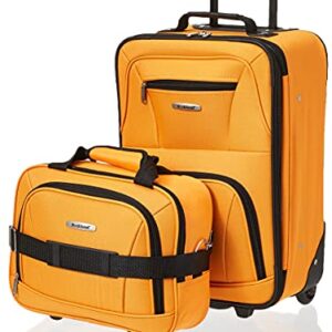 Rockland Fashion Softside Upright Luggage Set,Expandable, Orange, 2-Piece (14/19)