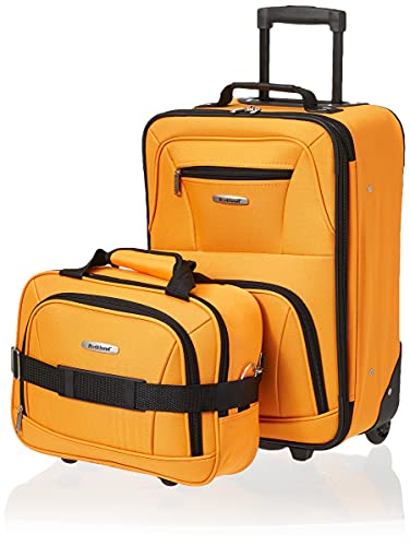 Rockland Fashion Softside Upright Luggage Set,Expandable, Orange, 2-Piece (14/19)