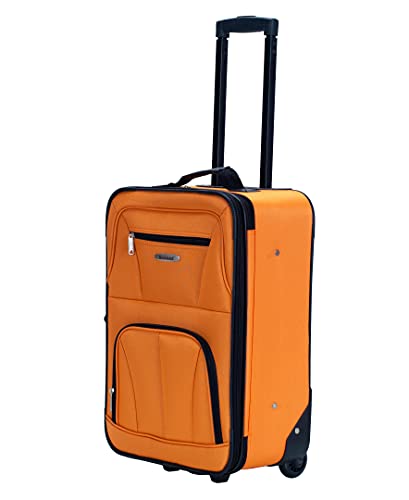 Rockland Fashion Softside Upright Luggage Set,Expandable, Orange, 2-Piece (14/19)