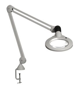 luxo 18115lg kfm led illuminated magnifier, 45" arm, 5 diopter, edge clamp, light gray