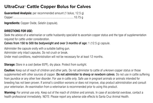 UltraCruz - sc-363565 Cattle Copper Bolus Supplement for Calves, 25 Count x 12.5 Grams