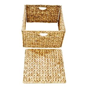 Seville Classics Premium Handwoven Portable Laundry Bin Basket with Carrying Handles, Household Storage for Clothes, Linens, Sheets, Toys, Water Hyacinth, Rectangular (2-Pack)