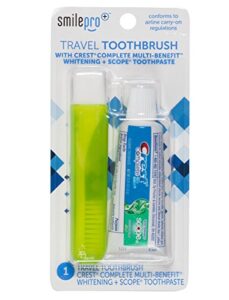 dental source travel toothbrush and crest toothpaste kit, 3-pack