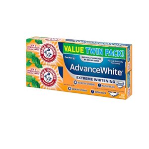 ARM & HAMMER Advanced White Extreme Whitening Toothpaste, TWIN PACK (Contains Two 6oz Tubes) -Clean Mint- Fluoride Toothpaste