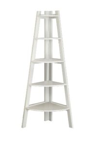 furniture of america andrea 5-tier corner bookshelf, white