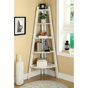 Furniture of America Andrea 5-Tier Corner Bookshelf, White