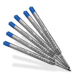 levenger 6 ballpoint refills, blue fine (pr1340 bl f)