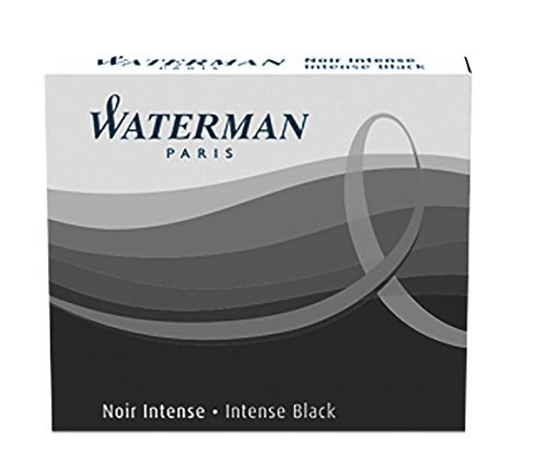 Waterman Fountain Pen Ink Cartridges, Short 'International', Intense Black, 6 Count