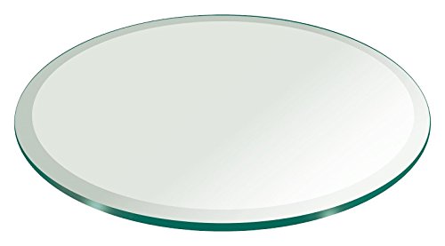 24" Inch Round Glass Table Top 1/4" Thick Tempered Beveled Edge by Fab Glass and Mirror