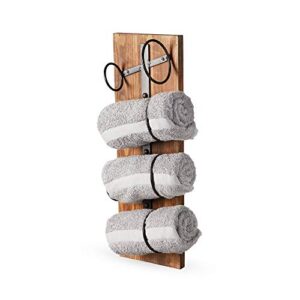 Twine Rustic Country Wood and Metal, Set of 1 Wall Mounted Rack, Wine Storage, Wrought Iron, 8" x 23.15"