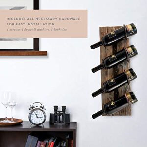 Twine Rustic Country Wood and Metal, Set of 1 Wall Mounted Rack, Wine Storage, Wrought Iron, 8" x 23.15"