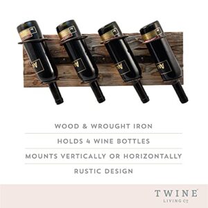 Twine Rustic Country Wood and Metal, Set of 1 Wall Mounted Rack, Wine Storage, Wrought Iron, 8" x 23.15"