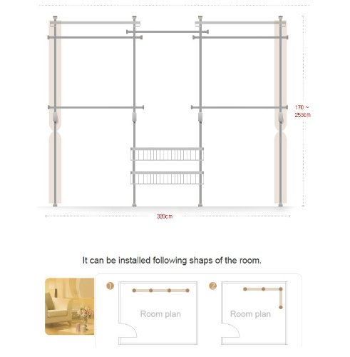 PRINCE HANGER, Deluxe 4 Tier & Shelf Clothes Rack with Curtain, Clothing Rack, Closet Organizer, Freestanding, Tension Rod, PHUS-0061, Made in Korea