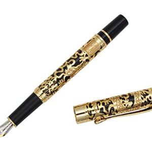 Gullor Advanced Fountain PEN Jinhao 5000 Dragon Year Golden with Black