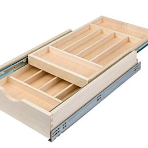 Century Components DTIER14PF-FF Wood Silverware Tray Cabinet Drawer Organizer - Double Tier 14-7/8"