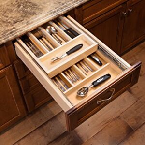 Century Components DTIER14PF-FF Wood Silverware Tray Cabinet Drawer Organizer - Double Tier 14-7/8"