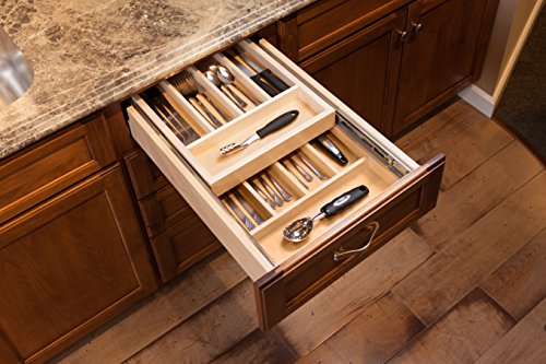 Century Components DTIER14PF-FF Wood Silverware Tray Cabinet Drawer Organizer - Double Tier 14-7/8"