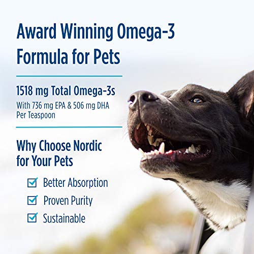 Nordic Naturals Omega-3 Pet, Unflavored - 16 oz - 1518 mg Omega-3 Per Teaspoon - Fish Oil for Large to Very Large Dogs with EPA & DHA - Promotes Heart, Skin, Coat, Joint, & Immune Health