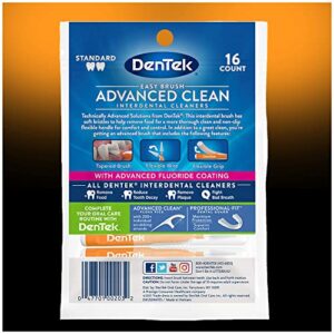 DenTek Easy Brush Advanced Clean Interdental Cleaners, Standard, 16 Count, 6 Pack