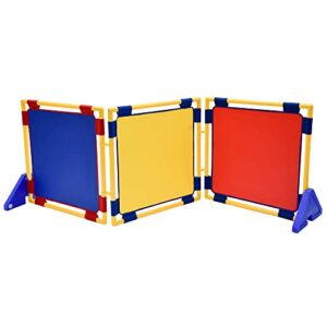 children's factory square playpanels set-3, cf900-507, rd-yel-bl, kids room dividers, free-standing classroom, daycare and preschool partition screens