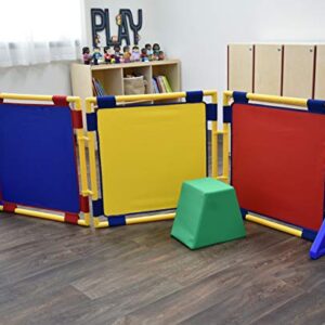 Children's Factory Square PlayPanels Set-3, CF900-507, Rd-Yel-Bl, Kids Room Dividers, Free-Standing Classroom, Daycare and Preschool Partition Screens