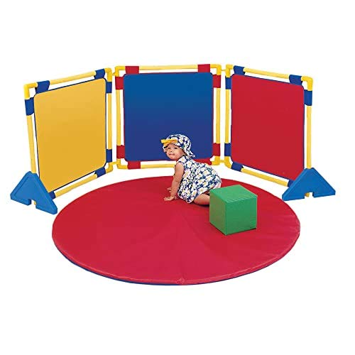 Children's Factory Square PlayPanels Set-3, CF900-507, Rd-Yel-Bl, Kids Room Dividers, Free-Standing Classroom, Daycare and Preschool Partition Screens