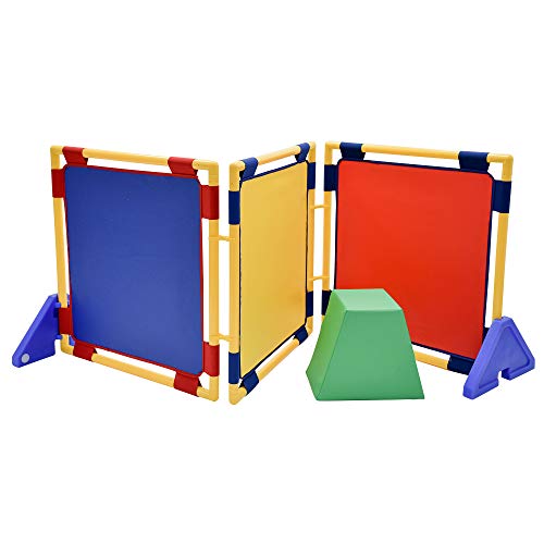 Children's Factory Square PlayPanels Set-3, CF900-507, Rd-Yel-Bl, Kids Room Dividers, Free-Standing Classroom, Daycare and Preschool Partition Screens