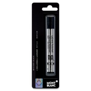 mont blanc rollerball pen refill, med point, 2/pack, black (mnb107884)