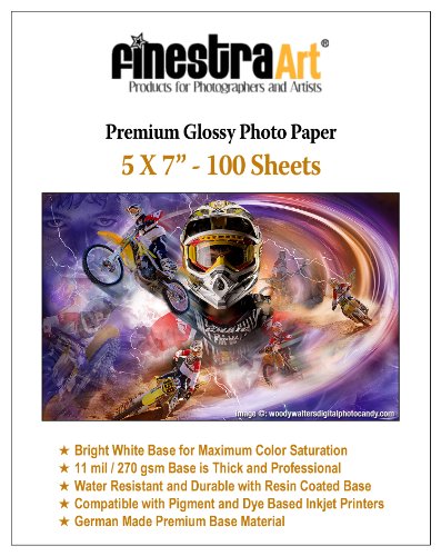 5" X 7" Premium Glossy Inkjet Photo Paper - 100 Sheets