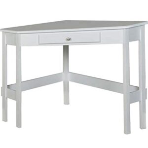 Kings Brand Furniture - Hastings Wood Home & Office Corner Desk with Drawer, White