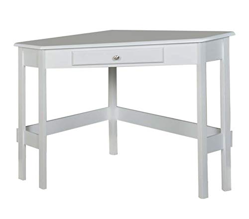 Kings Brand Furniture - Hastings Wood Home & Office Corner Desk with Drawer, White