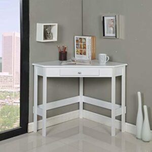 Kings Brand Furniture - Hastings Wood Home & Office Corner Desk with Drawer, White