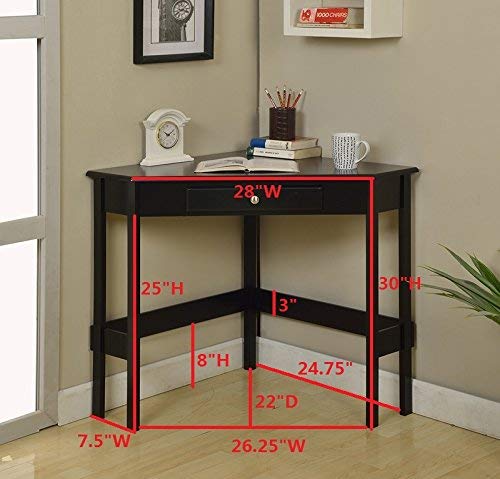 Kings Brand Furniture - Hastings Wood Home & Office Corner Desk with Drawer, White