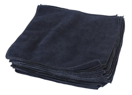 Eurow Microfiber Premium 350GSM Cleaning Towels, 12" by 12", Black, 25 Pack