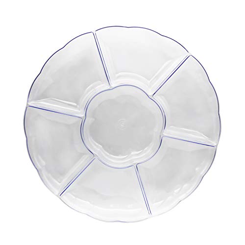 Party Essentials NW16721 Heavy Duty Plastic Round 7-Sectional Tray, 16" Diameter, Crystal Clear (Case of 6)