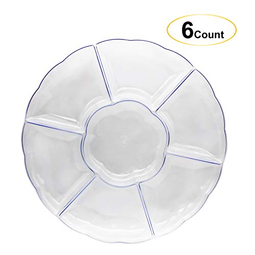 Party Essentials NW16721 Heavy Duty Plastic Round 7-Sectional Tray, 16" Diameter, Crystal Clear (Case of 6)