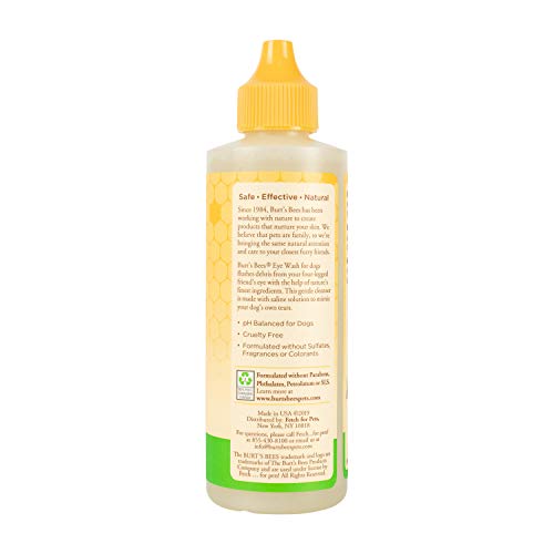 Burt's Bees for Pets Dogs Natural Eye Wash with Saline Solution | Eye Wash Drops for Dogs Or Puppies | Eliminate Dirt and Debris from Dog Eyes with Dog Eye Rinse, 4oz