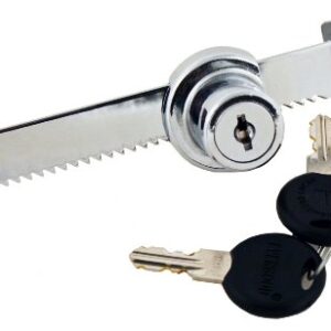 FJM Security 0220-KA Sliding Door Ratchet Lock with Chrome Finish, Keyed Alike