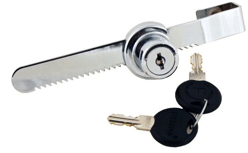 FJM Security 0220-KA Sliding Door Ratchet Lock with Chrome Finish, Keyed Alike