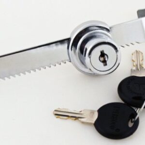 FJM Security 0220-KA Sliding Door Ratchet Lock with Chrome Finish, Keyed Alike