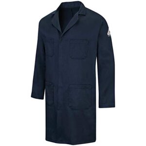 bulwark fr mens fr concealed snap-front medical lab coats, navy, x-large us