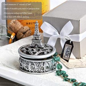 FASHIONCRAFT Eiffel Tower Design Curio Box Favors, Grey, Eiffel Trinket Box – French, Paris Themed Jewelry Box