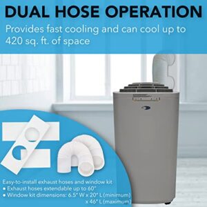 Whynter ARC-131GD 13,000 BTU (6,345 BTU SACC) Dual Hose Cooling Portable Air Conditioner, Dehumidifier, and Fan plus Storage bag for, up to 420 sq ft in Grey