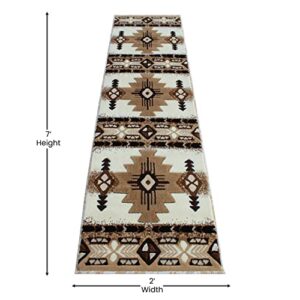 Concord Global Trading South West Native American Runner Rug Design C318 Ivory (2 Feet X 7 Feet)